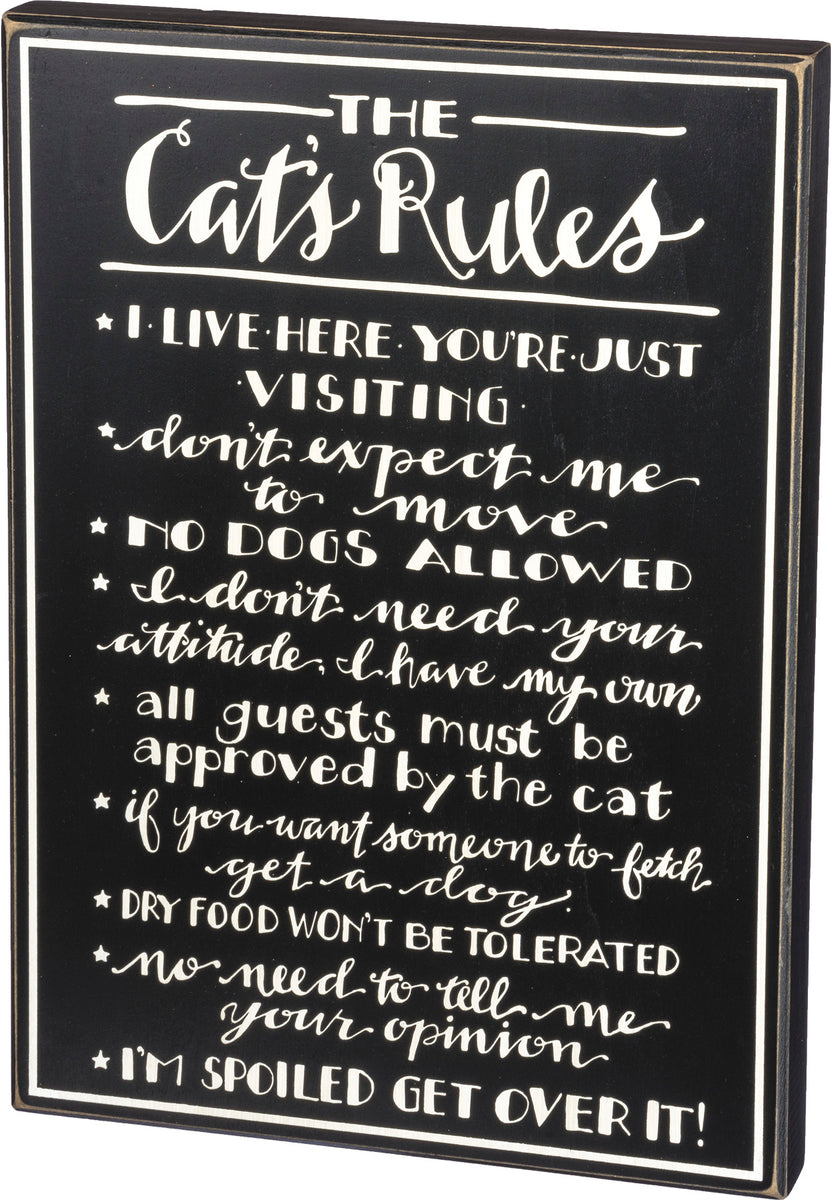 Primitives by Kathy 13.5"x19" Box Sign - Cat's Rules #31619 ...