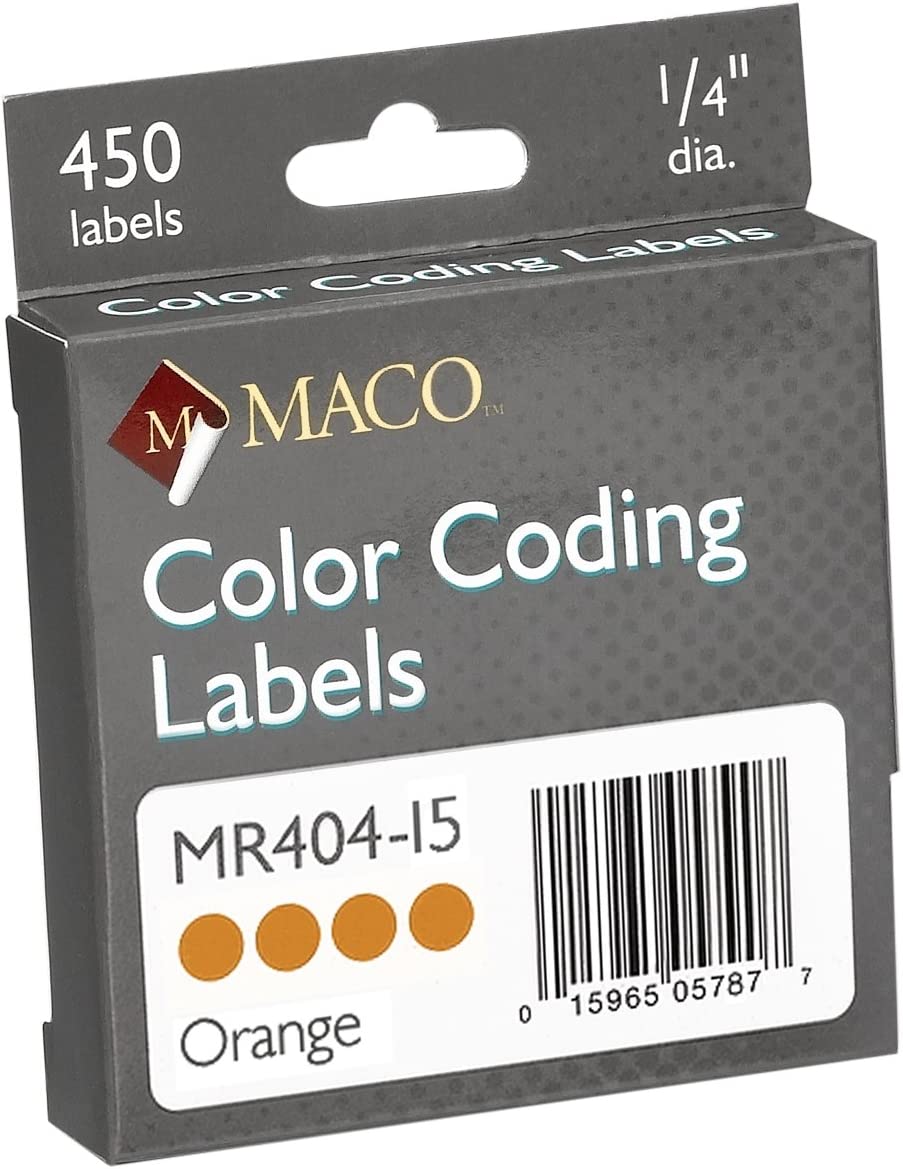 Maco Orange Color Coding Labels, 1/4" Round #MMR404-15 – ConceptWares.com